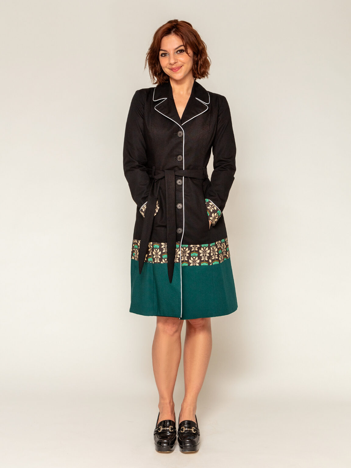 Tonja - Sort/petrol cottoncoat - Ecouture