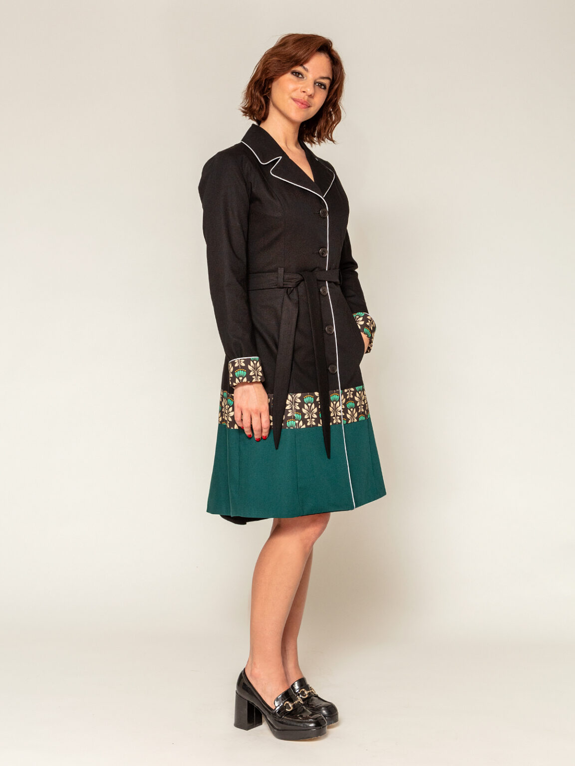 Tonja - Sort/petrol cottoncoat - Ecouture